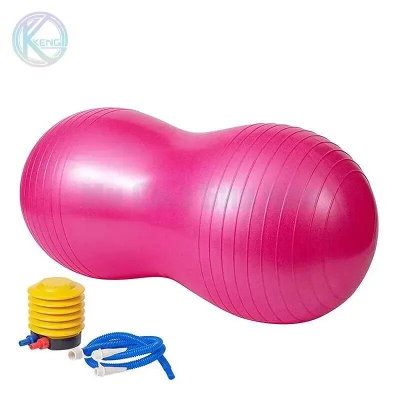 Фитбол для фитнеса и реабилитации Peanut Yoga Ball розового цвета с насосом