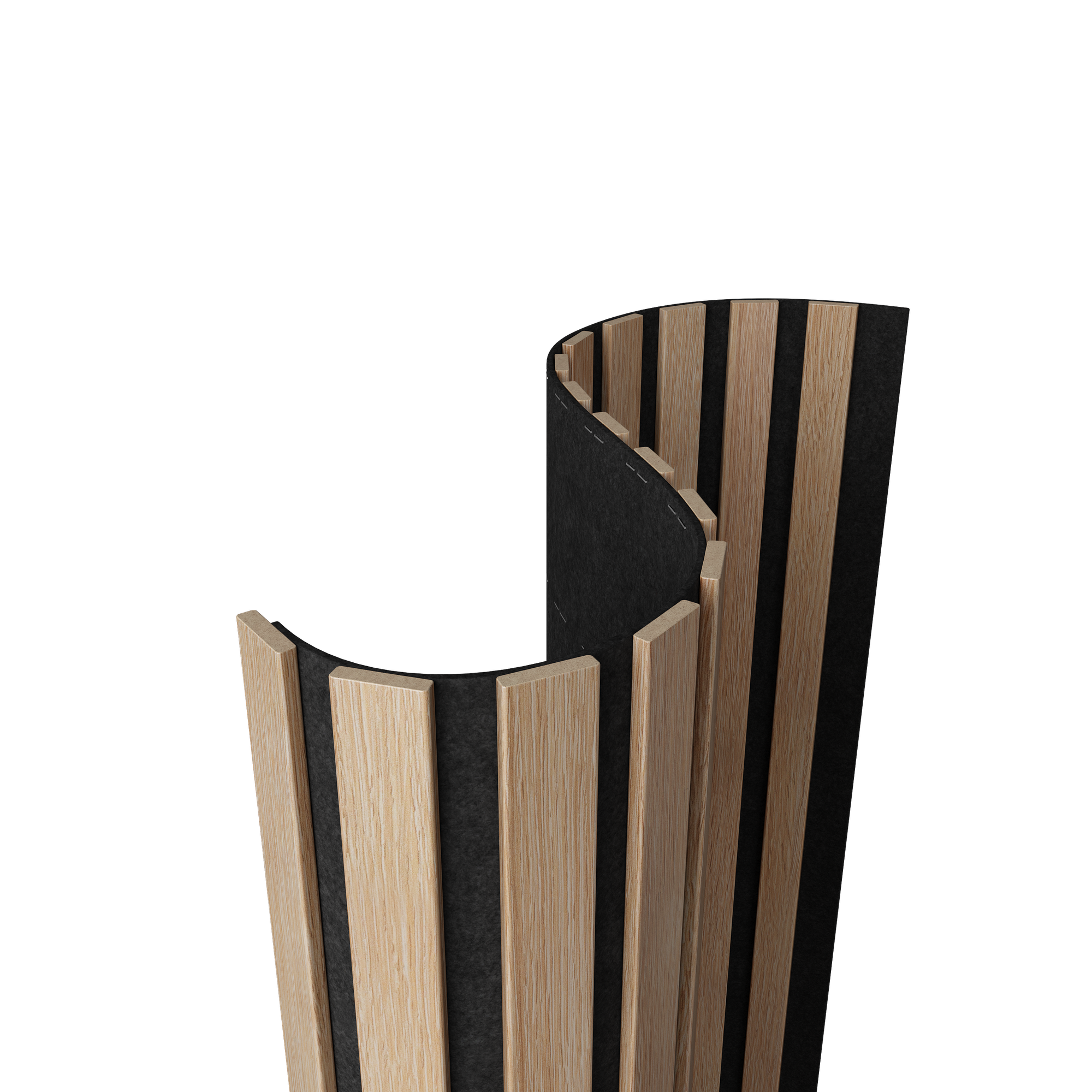 Гибкая акустическая панель 1200х600х9мм черный войлок, рейки МДФ 25х6мм, ясень тирамису ARTIVA