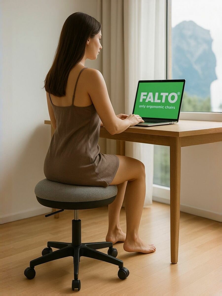 Стул мобильный Falto Fit Ball серо-черный, ортопедический