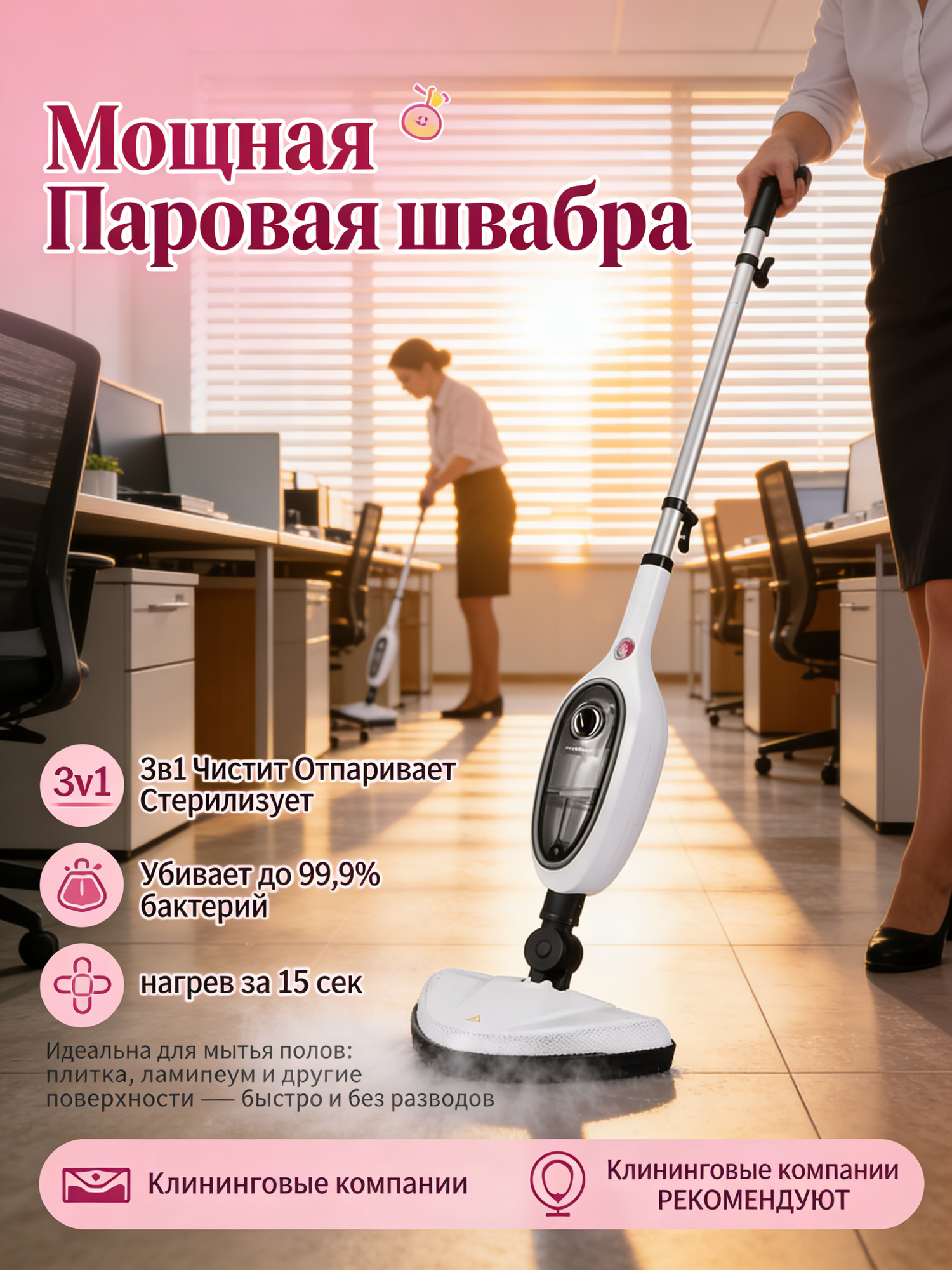 Паровая швабра для пола 10 в 1, пароочиститель, парошвабра, электрошвабра для дома