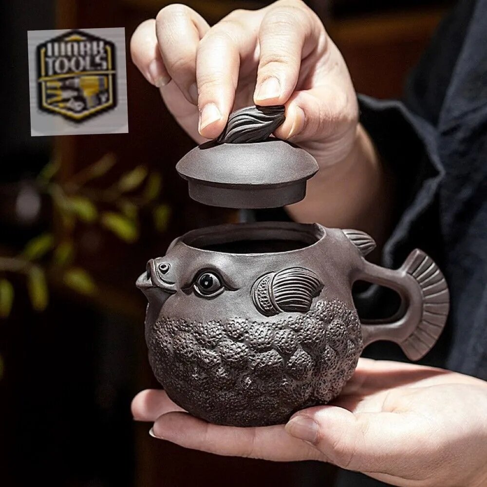 Чайник заварочный Рыба Фугу, керамика 180 мл, коричневый