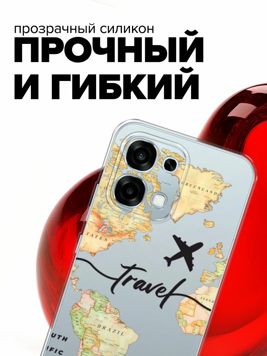Силиконовый чехол на Oppo A6 Pro / Оппо A6 Про с принтом Travel карта — фото 1