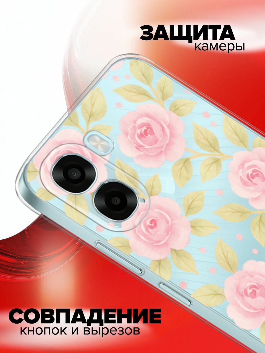 Чехол на Oppo A6x / Оппо A6x с принтом Акварельные розовые розы — фото 1