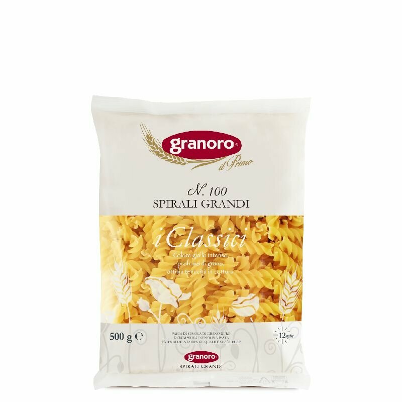 Макароны GRANORO I Classici №100 "Спирали Гранди" (Фузили) из твердых сортов пшеницы 500г