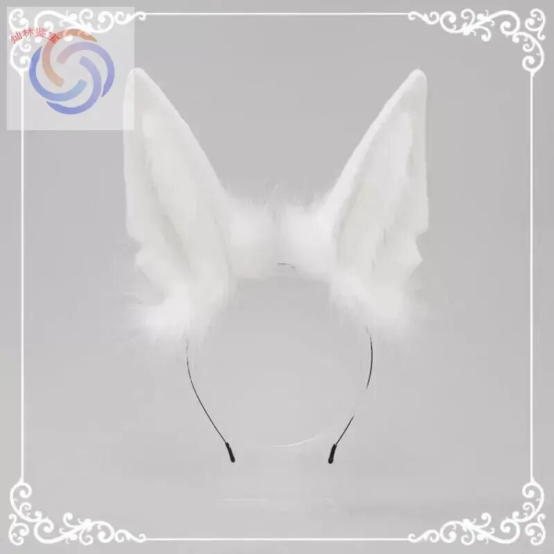 Ободок с белыми меховыми ушками, 100% новый, ткань, размер уха 17x18x10 см