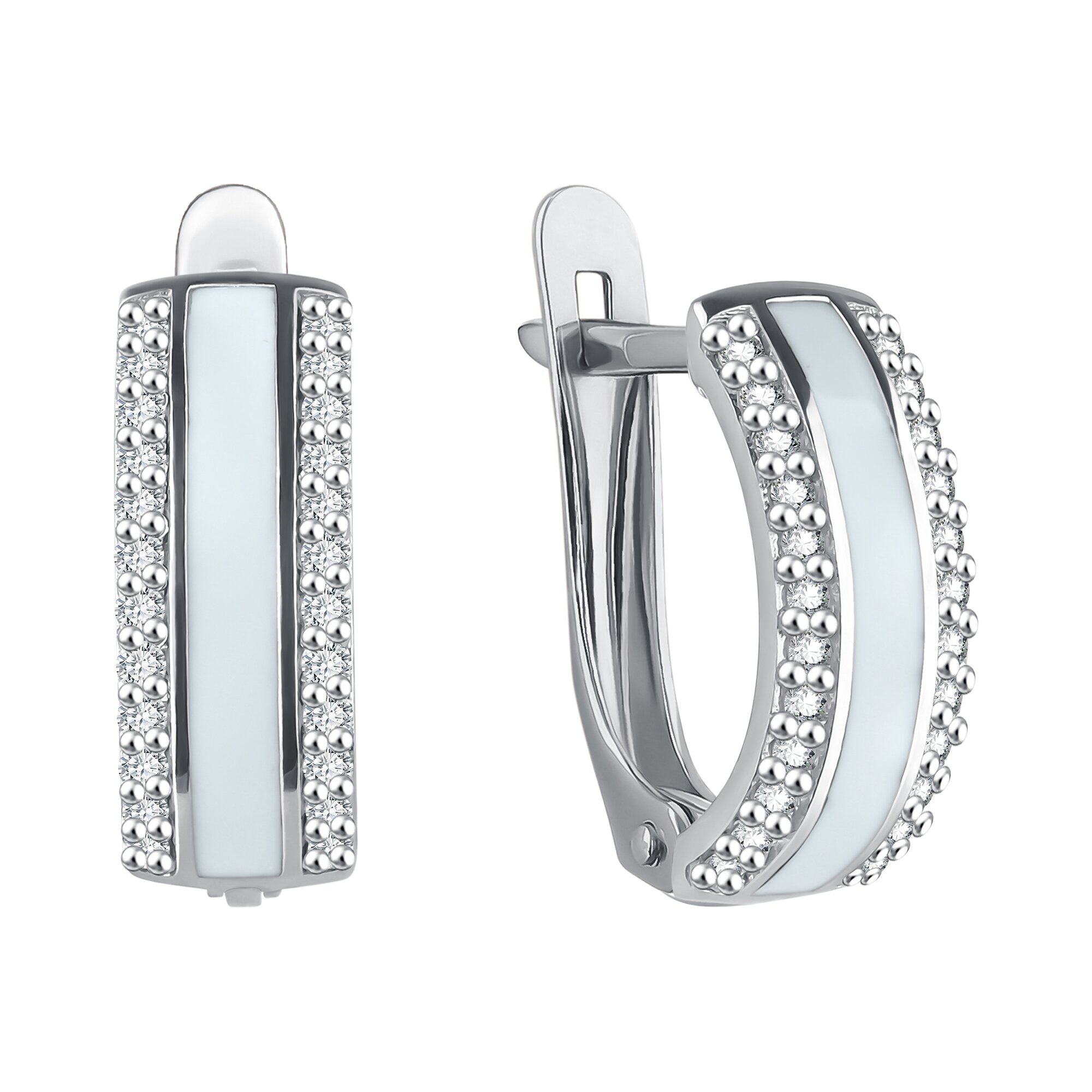 Серьги Diamant online, серебро, 925 проба, родирование, фианит, эмаль