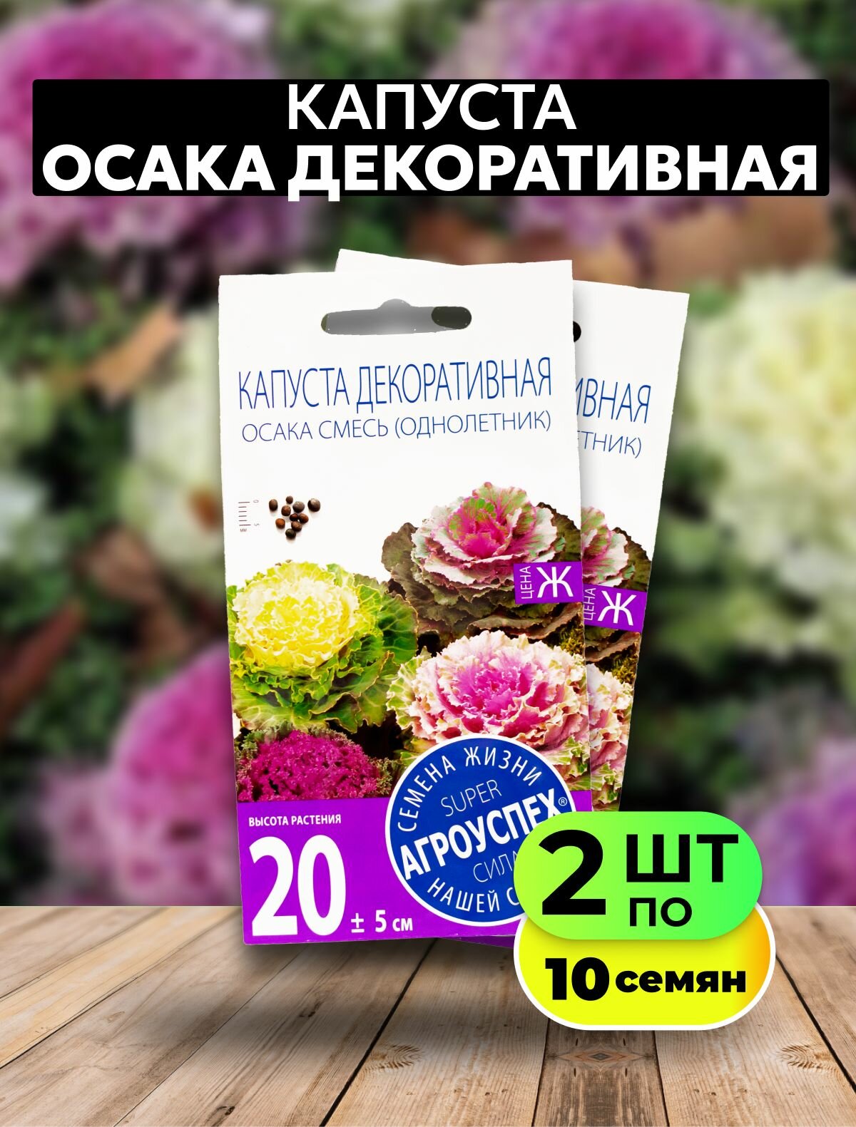 Семена, капуста осака, декоративная, 2 пакета по 10 семян