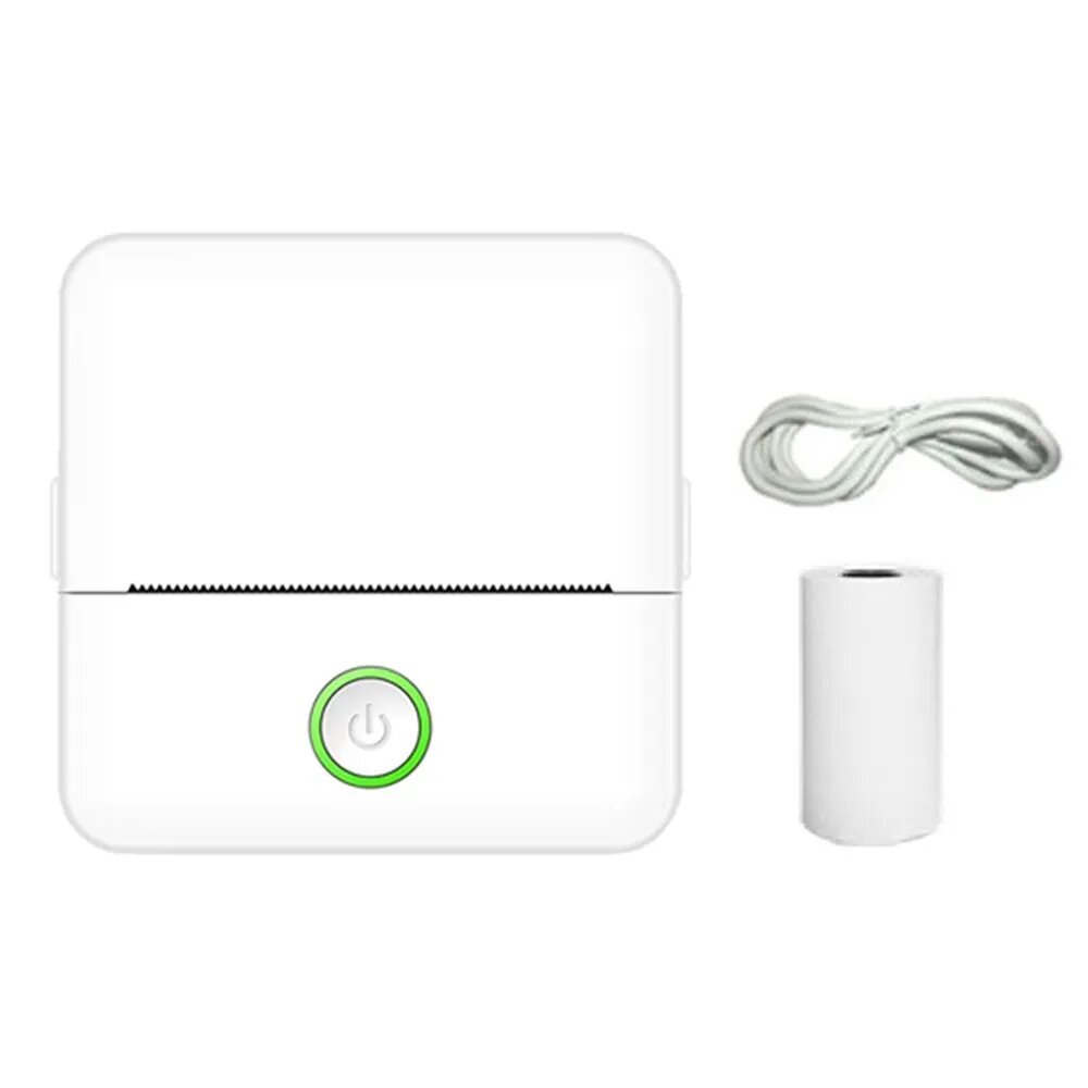 Мини-принтер Мини-принтер с USB-кабелем, беспроводной бумажный принтер Bluetooth без чернил термо, Монохромный