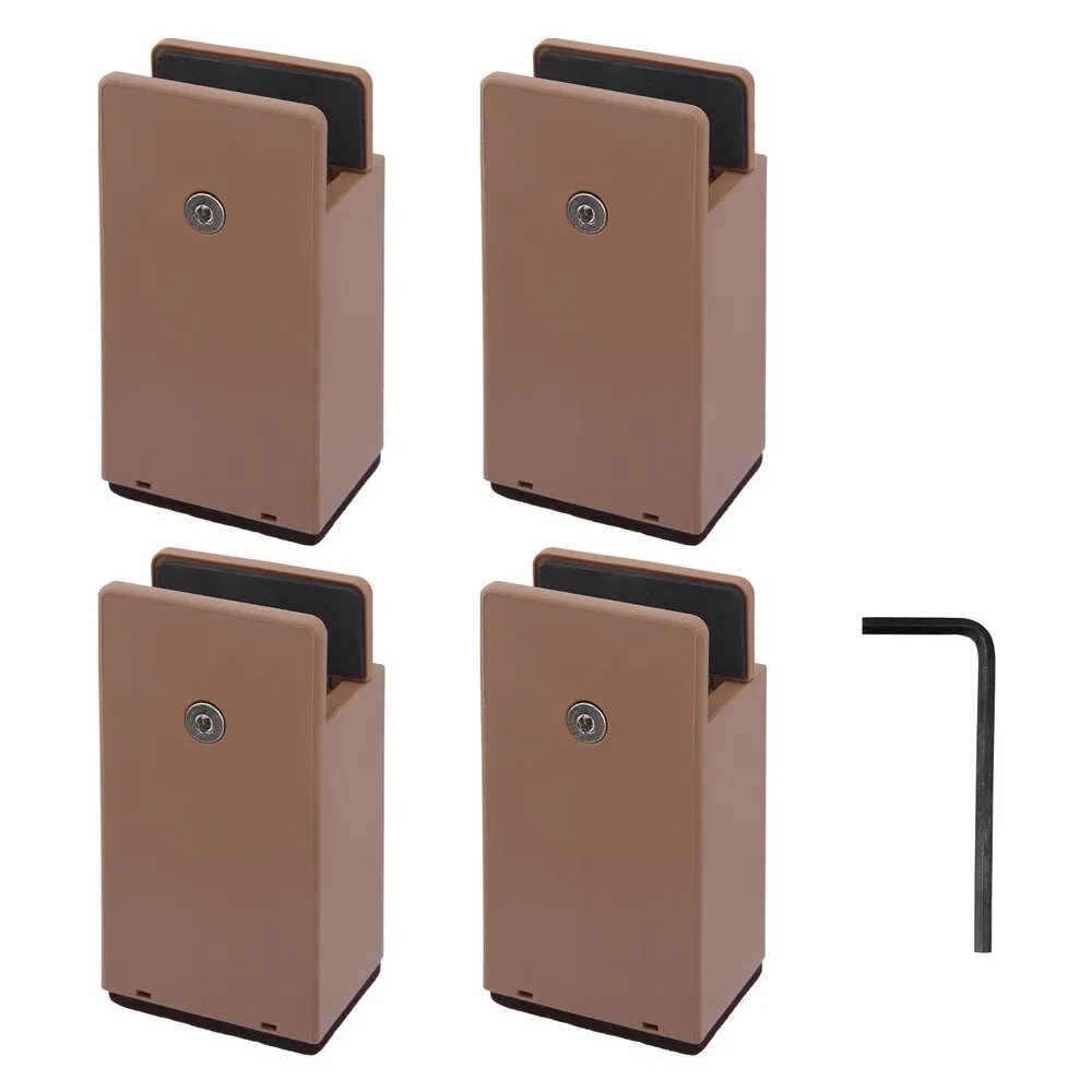 Демпфер мебельный для стекла, коричневый, комплект 4шт, регулируемая ширина 10-37 мм