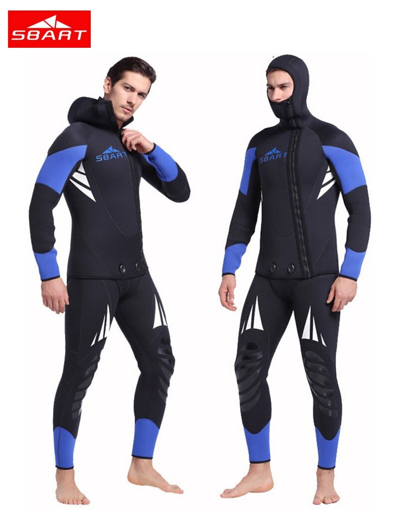 Мужской гидрокостюм 5 мм, двухсекционный, с капюшоном, теплый зимний рыболовный костюм