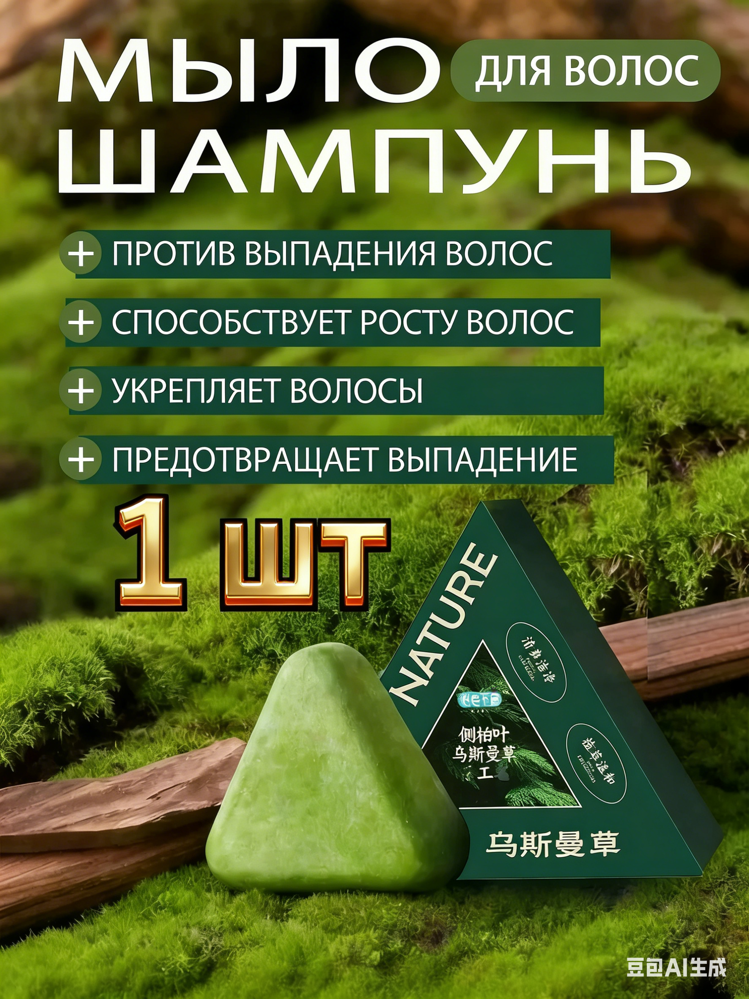 Китайское травяное мыло против выпадения волос,1 шт