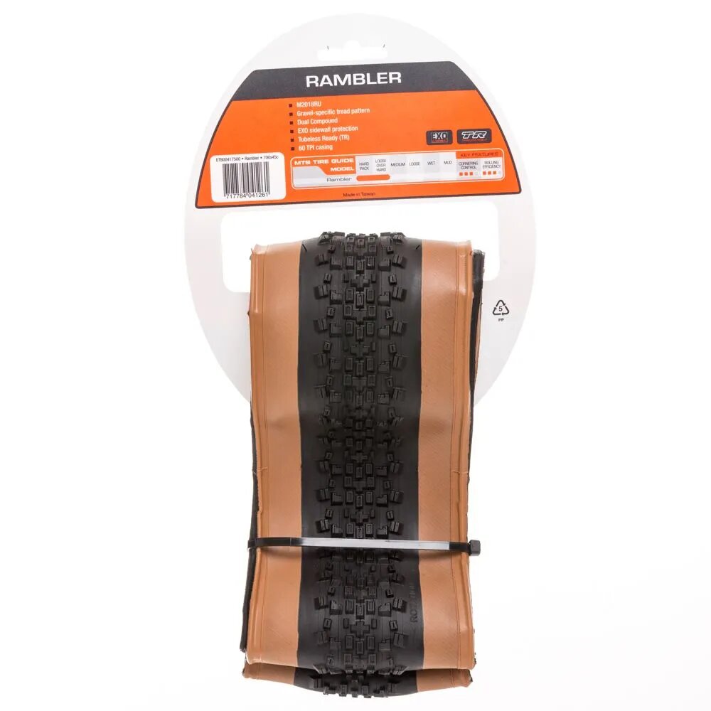 Покрышка Maxxis Rambler 700x45C EXO TR Tubeless Ready коричневая для велосипеда — фото 1
