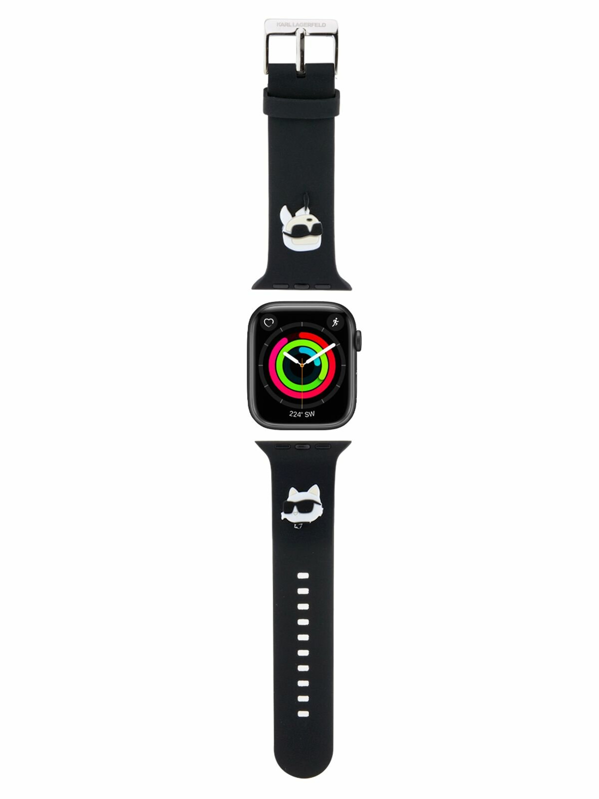 Ремешок Karl Lagerfeld 3D Rubber для смарт часов Apple Watch 38 40 41 42 мм силиконовый NFT Karl & Choupette heads, черный