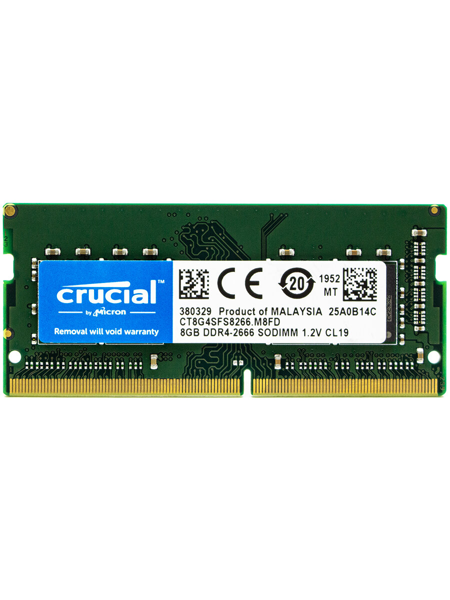 Модуль памяти для ноутбука SODIMM DDR4 8GB PC21300 2666МГц Crucial CT8G4SFS8266. M8FD