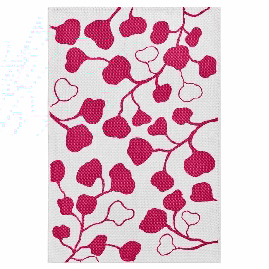 Ковер IKEA PERSIKOTRAD с низким ворсом, цвет розовый/листва, 60x90 см, 906.303.25