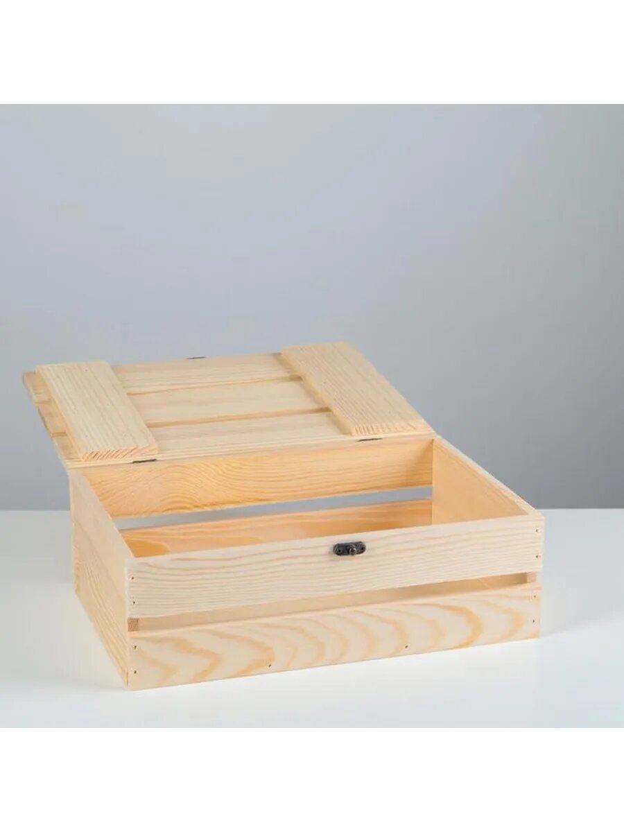 Деревянный подарочный ящик с крышкой и замком