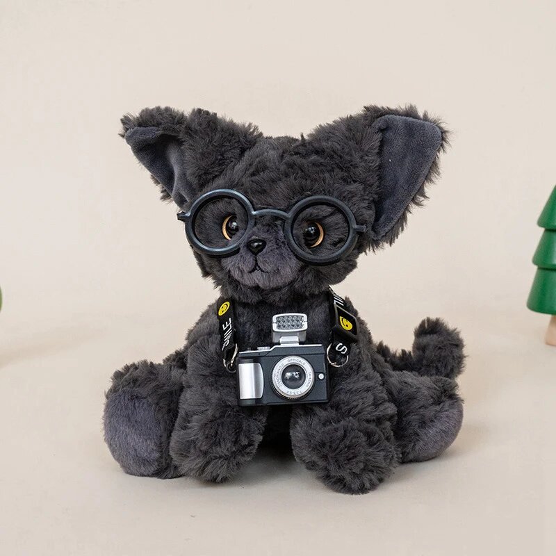 Мягкая игрушка-кот Девон-рекс, черный, zu Mini Camera