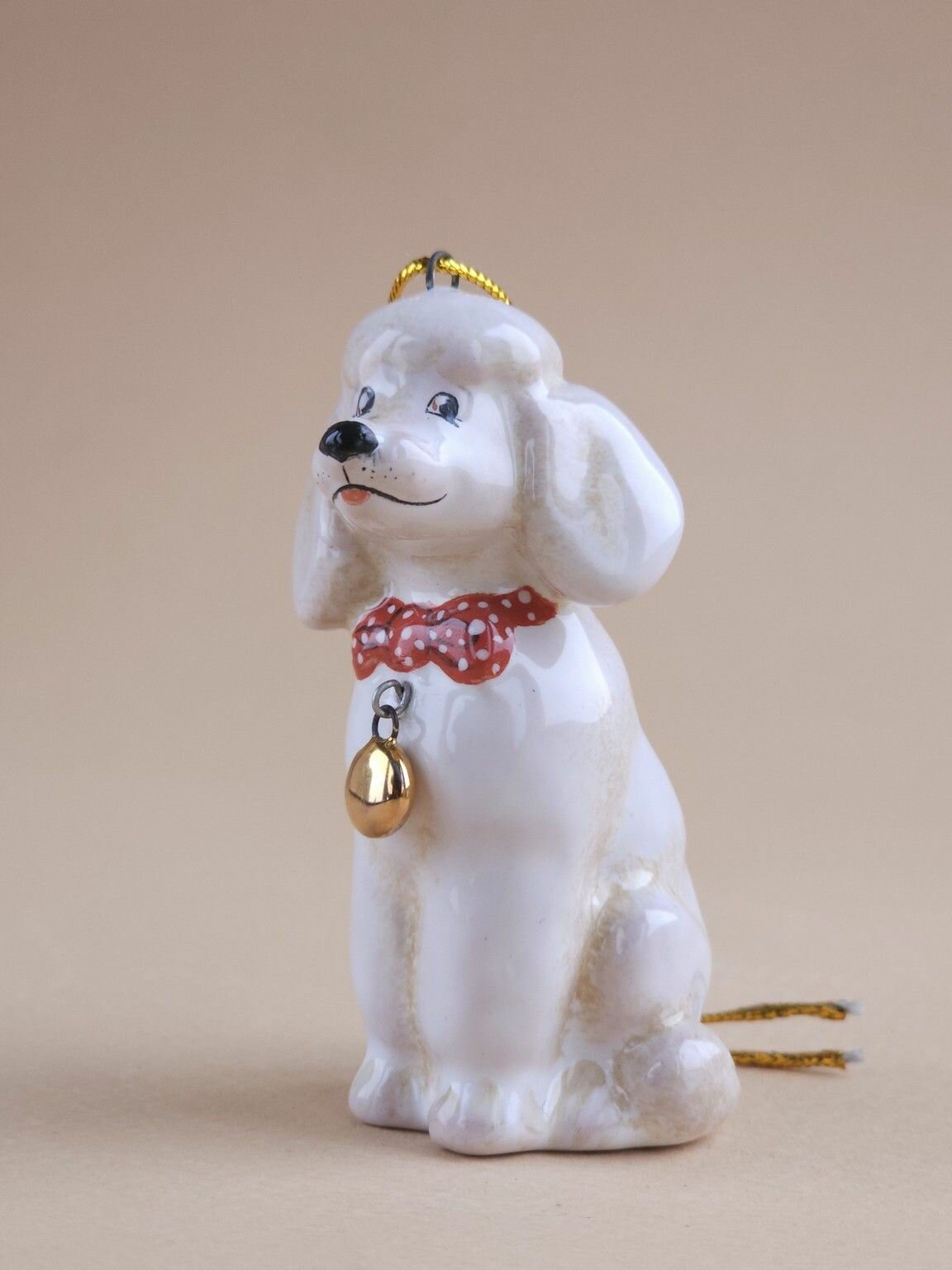 Ёлочная игрушка "Пудель". Ярославская майолика. Керамика ручной работы. Сделано в России.