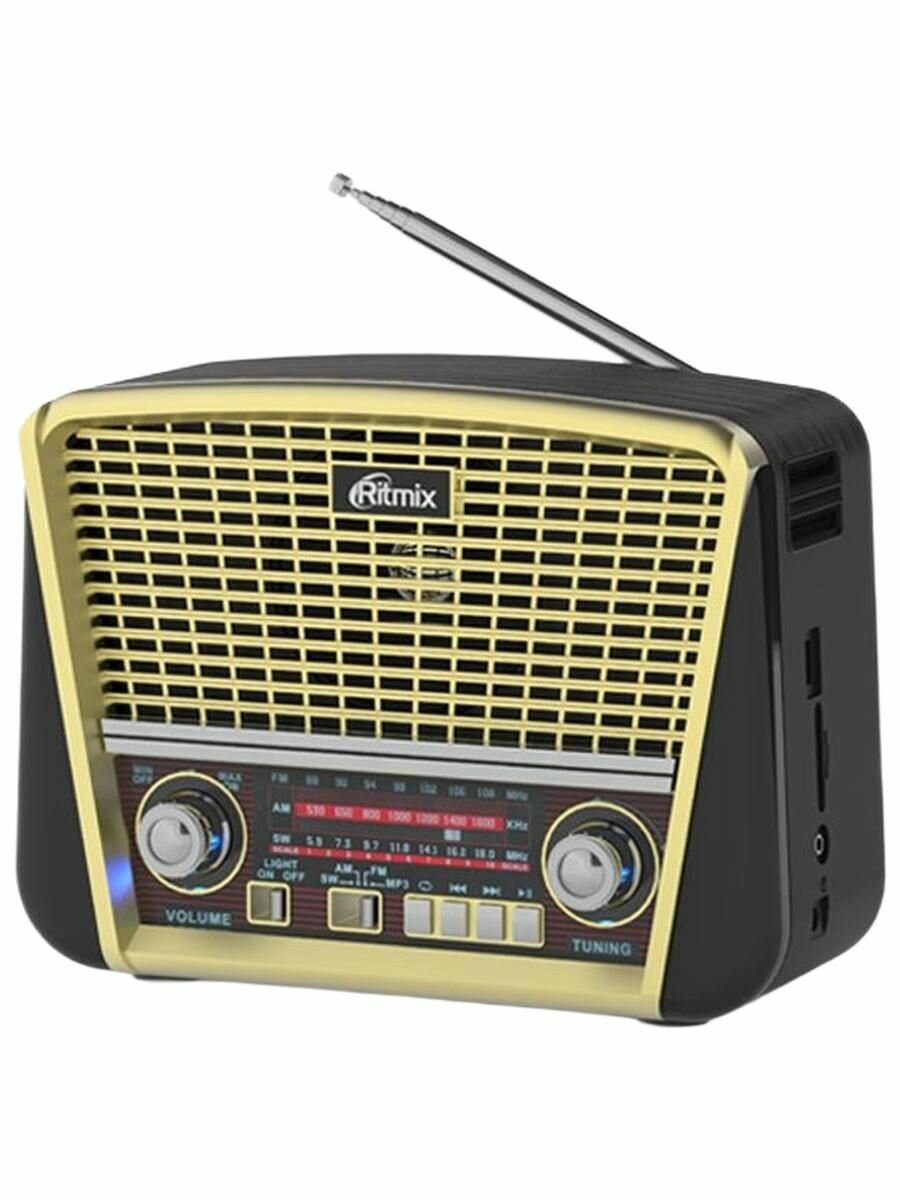 Радиоприёмник Ritmix RPR-050 Gold, переносной, аналоговый, трёхдиапазонный, цвет золотой