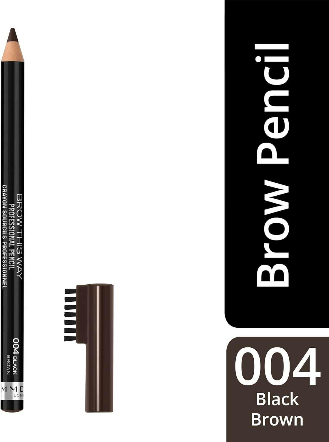 Rimmel London Brow This Way Professional Eyebrow Pencil, Карандаш для бровей, оттенок 004 black brown