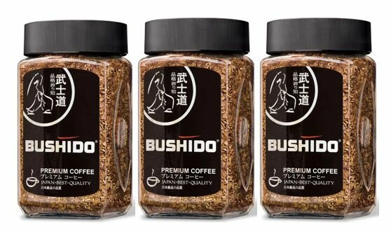 Кофе растворимый Bushido Black Katana, 100 г / 3 банки