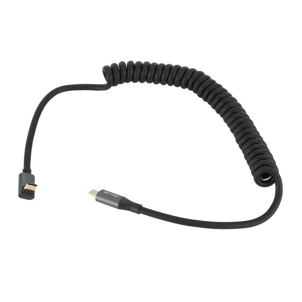 Спиральный кабель USB Type-C to USB Type-C для мобильных устройств, черный