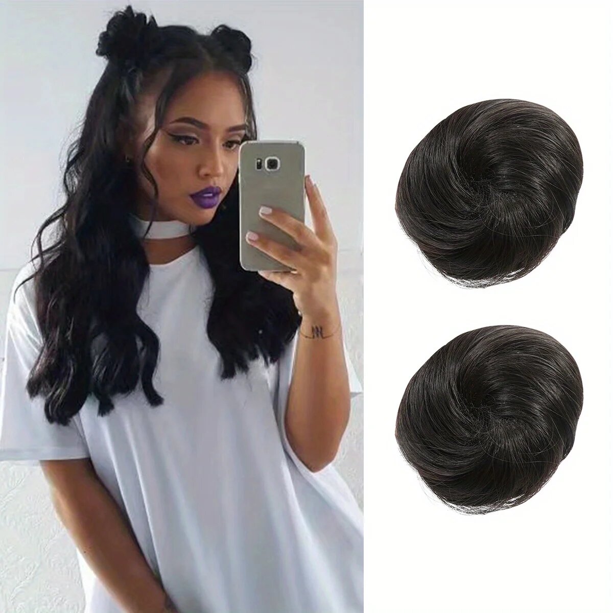 Заколка для волос пучок Natural Black 2 шт.