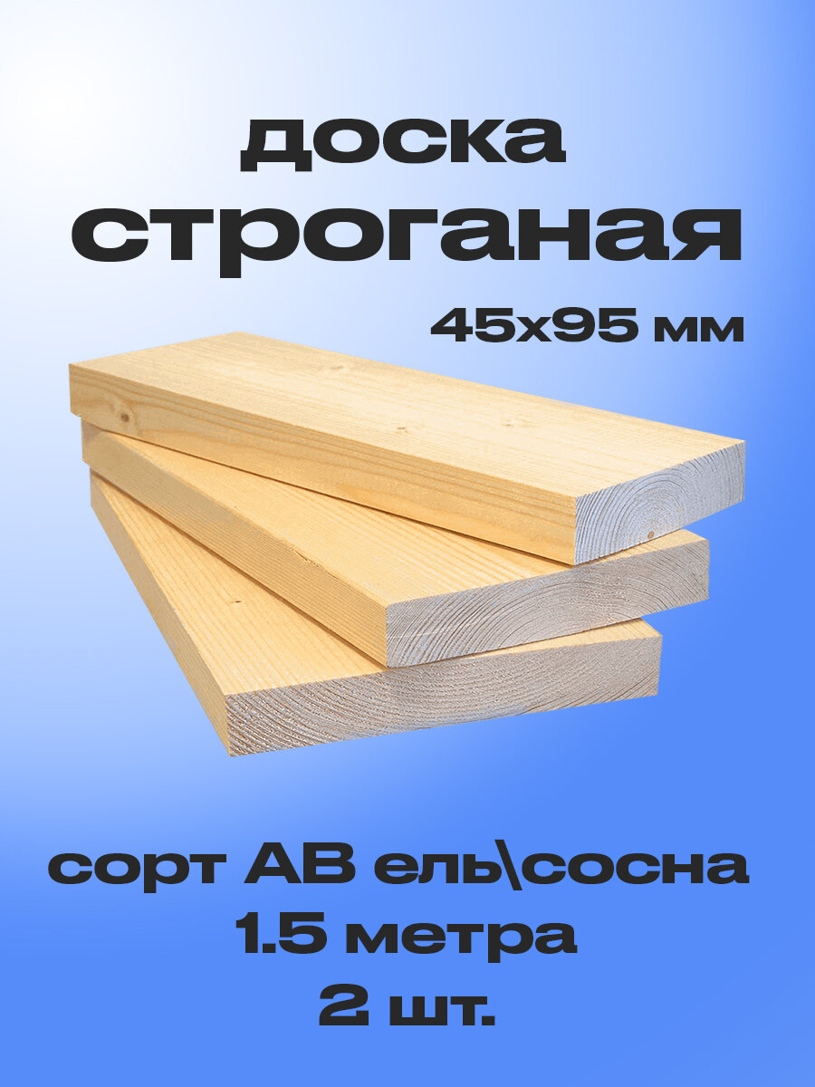 Доска строганая Тимбер Дом 45х95х1500мм, АВ, 2шт