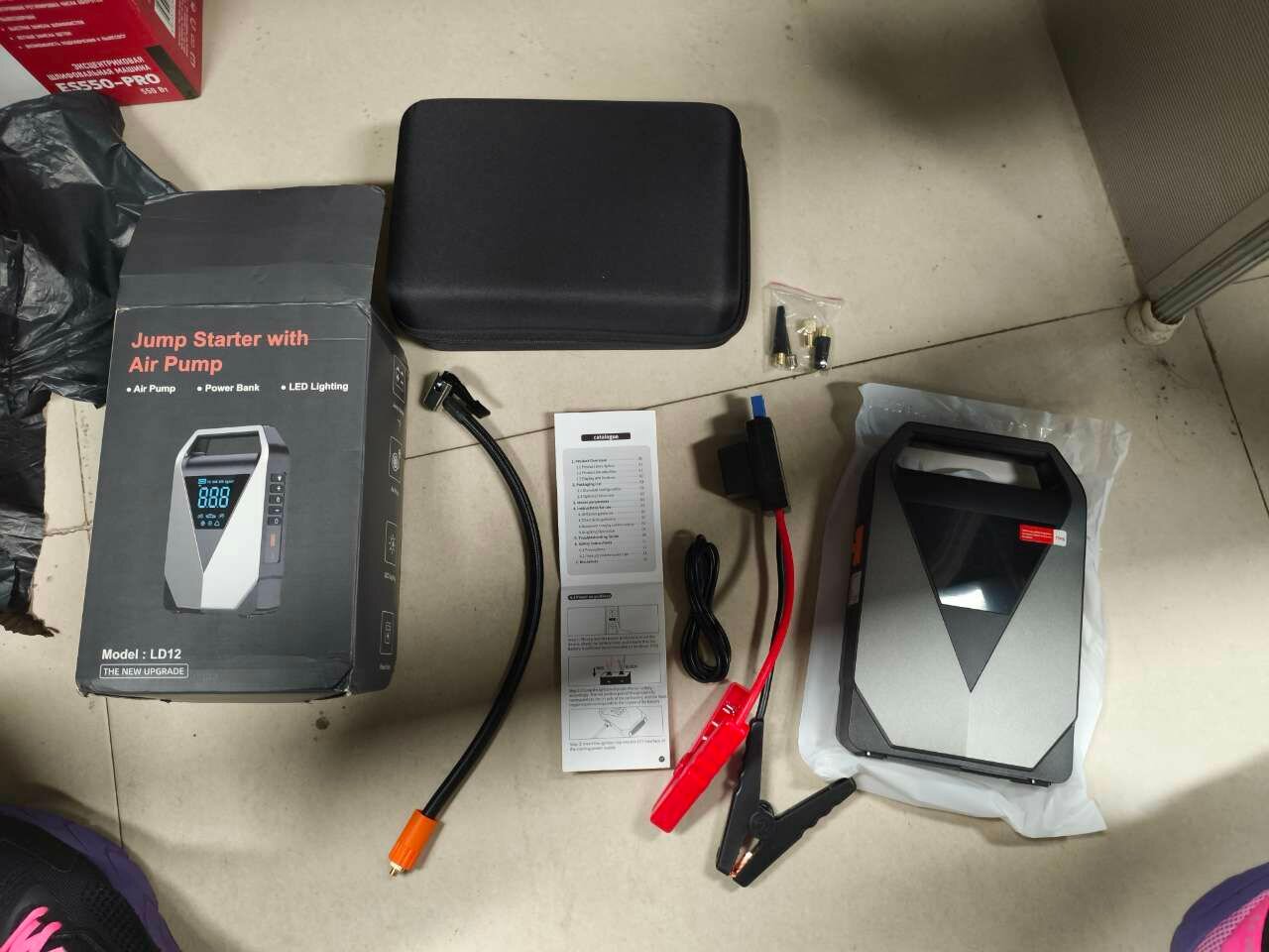 Автопускатель компрессор 4-в-1, фонарь и Power Bank, 5 режимов накачки, портативное зарядное устройство