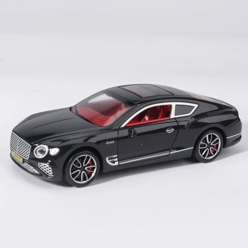 Черный масштабный автомобиль Bentley с четырехдверным открытием, звуковыми и световыми эффектами - коллекционный
