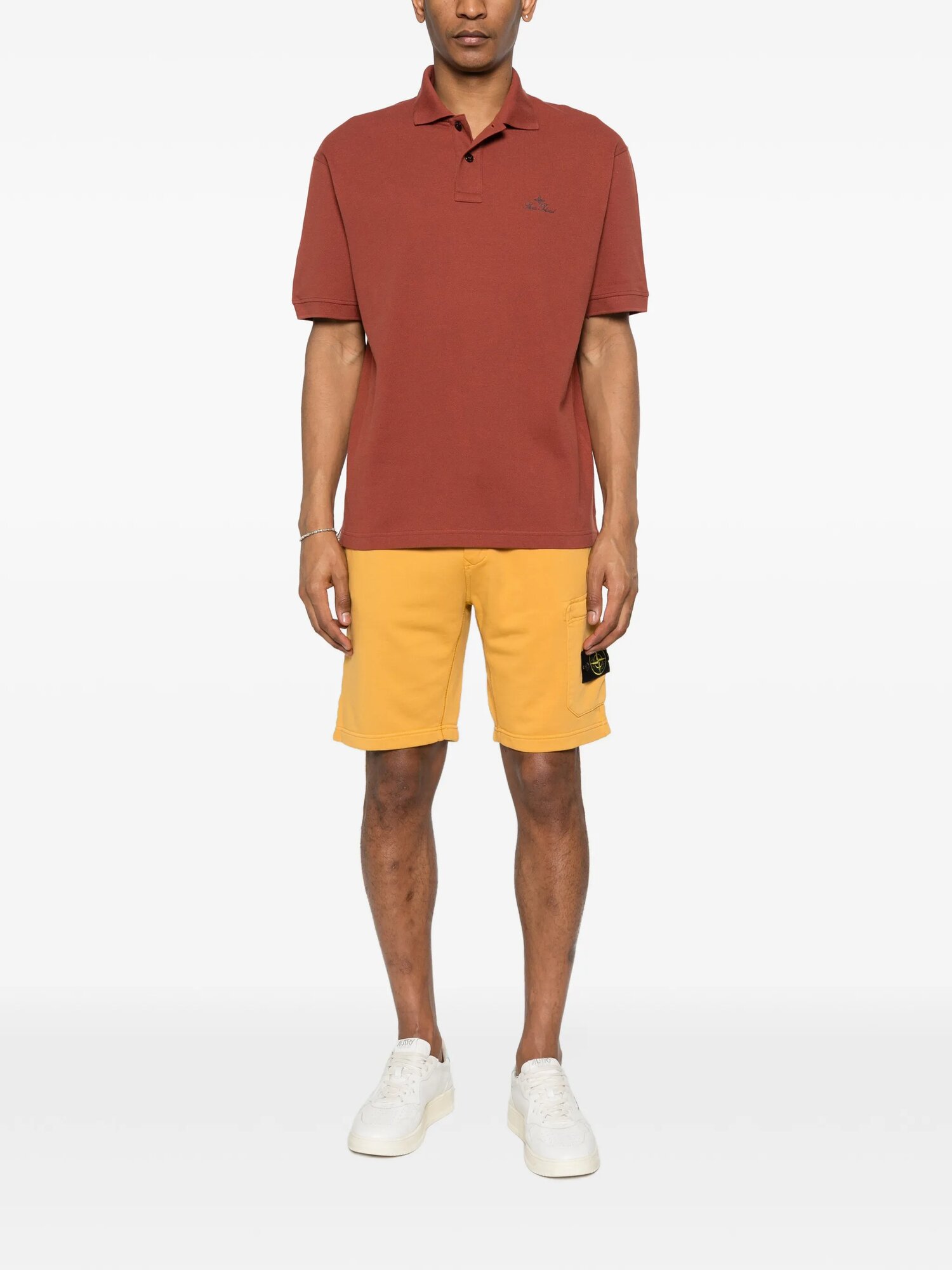Рубашка Stone Island Button polo shirt, размер L, красный — фото 1