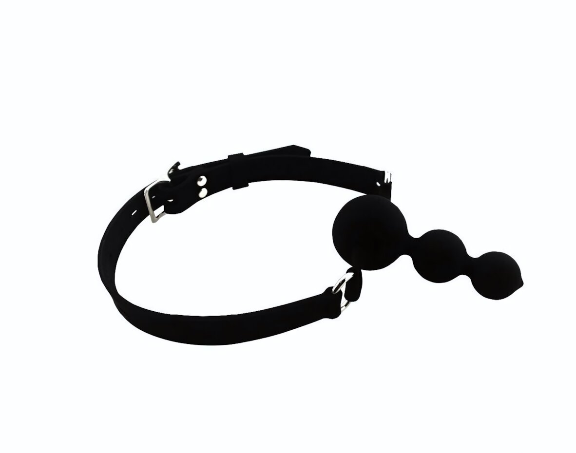 Кляп-страпон из медицинского силикона черный 9,5 см, регулируемый ремень