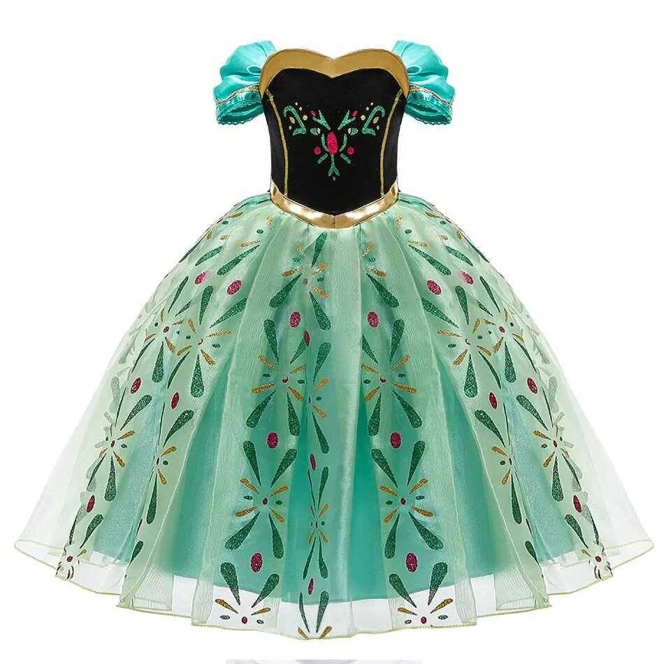 Детское платье принцесс Disney из полиэстера Size 150, Изумрудный, DA01