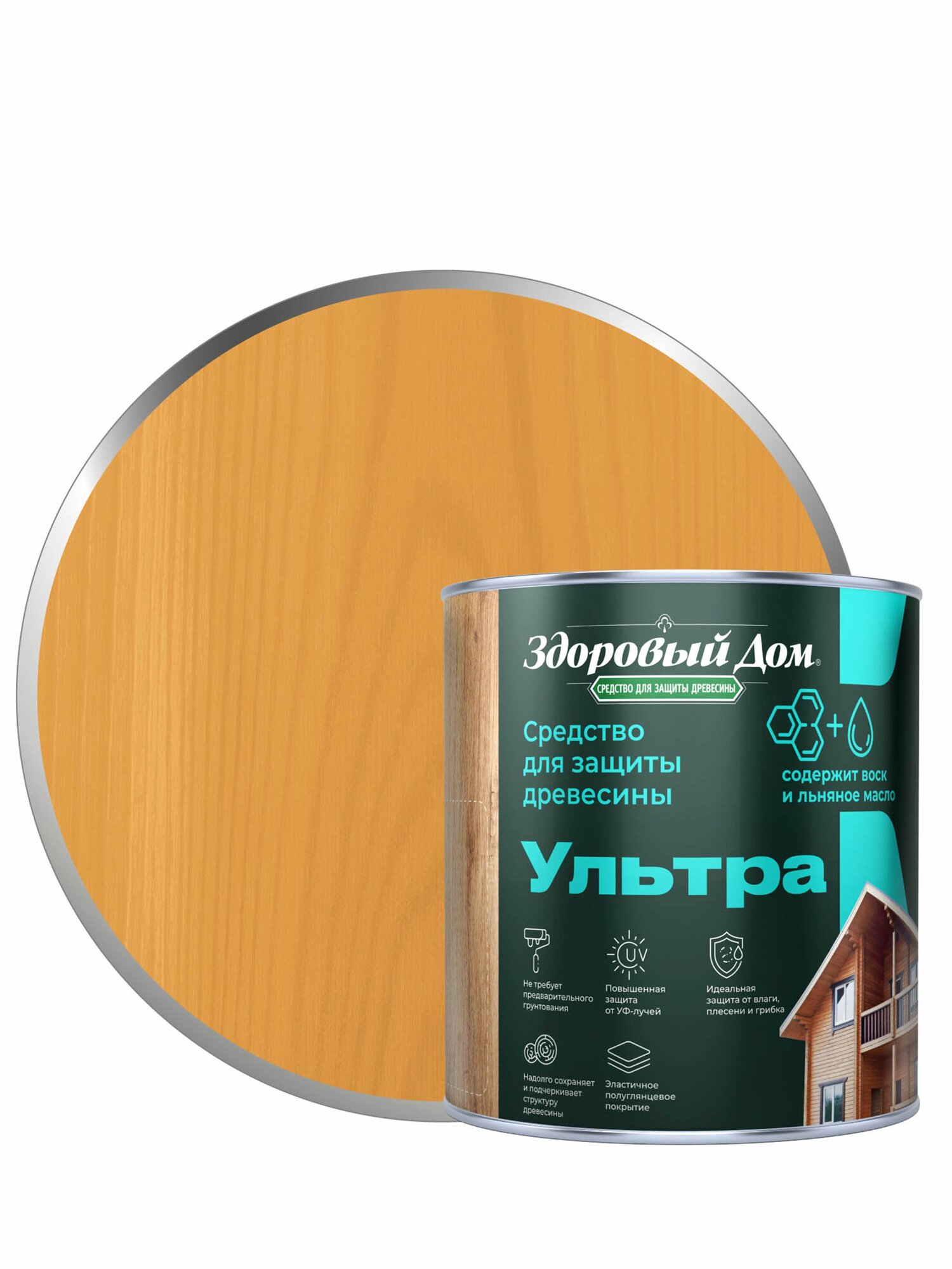 Лакра Здоровый Дом Ультра деревозащитное средство, Сосна, 0,8 л