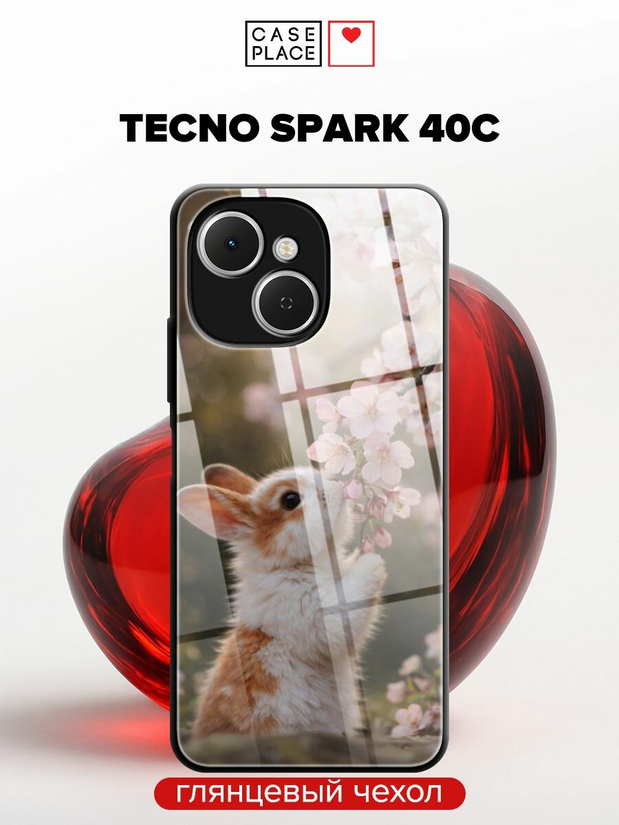 Чехол на Tecno Spark 40C / Текно Спарк 40C с принтом "Зайчик с сакурой"