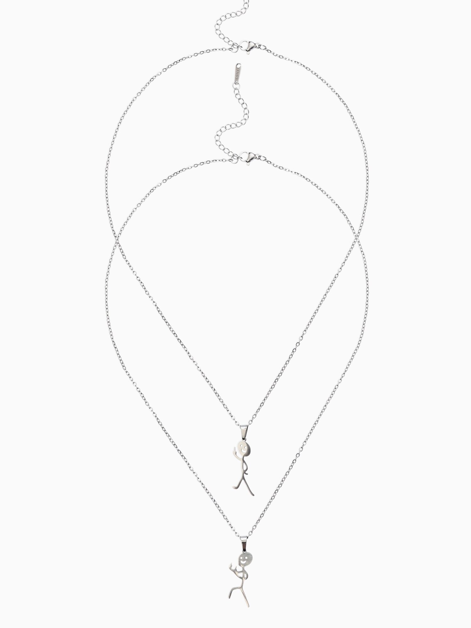 Кулоны парные «Неразлучники. Несогласие», L=49.5 см, набор 2 шт. цвет серебро