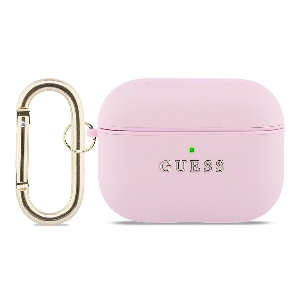 Guess для Airpods Pro 3 чехол PU Grained leather with Classic metal logo and Carabin Pink