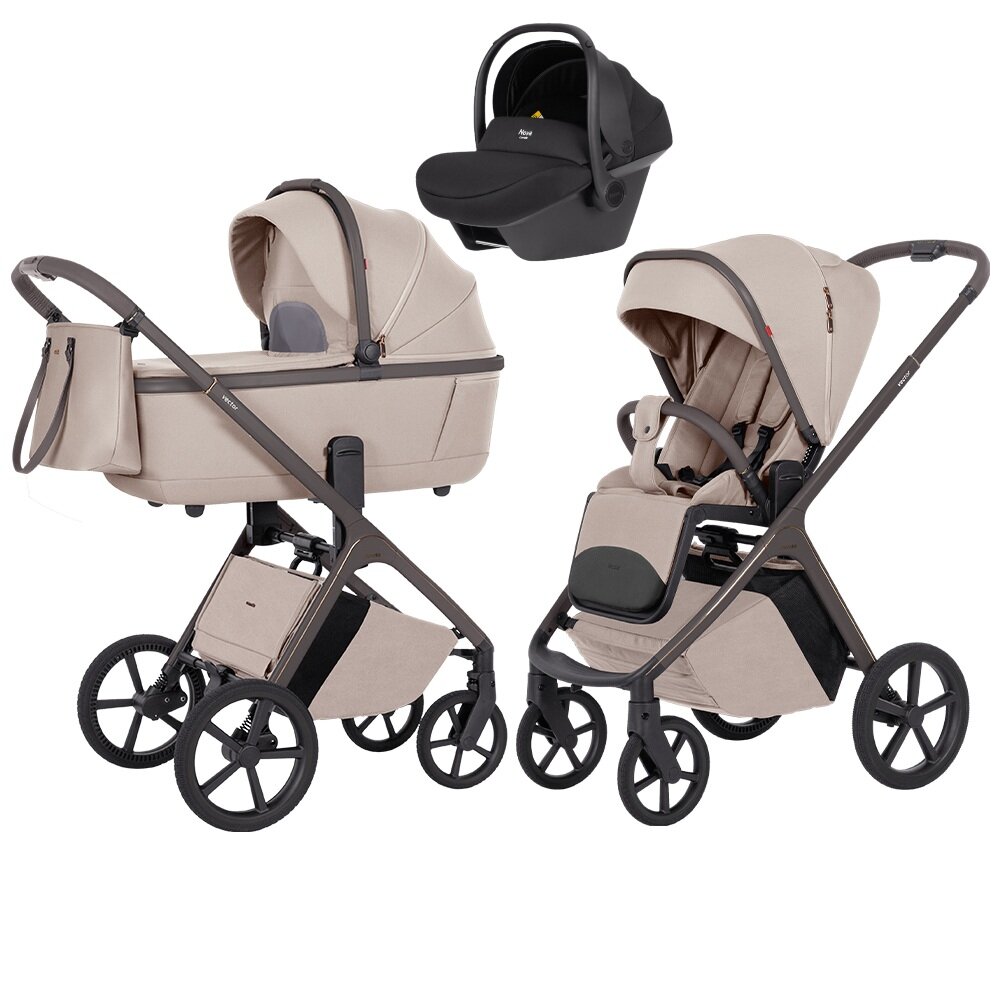Коляска Carrello Vector 3 в 1, с автолюлькой, для новорожденных, бежевая Angora Beige