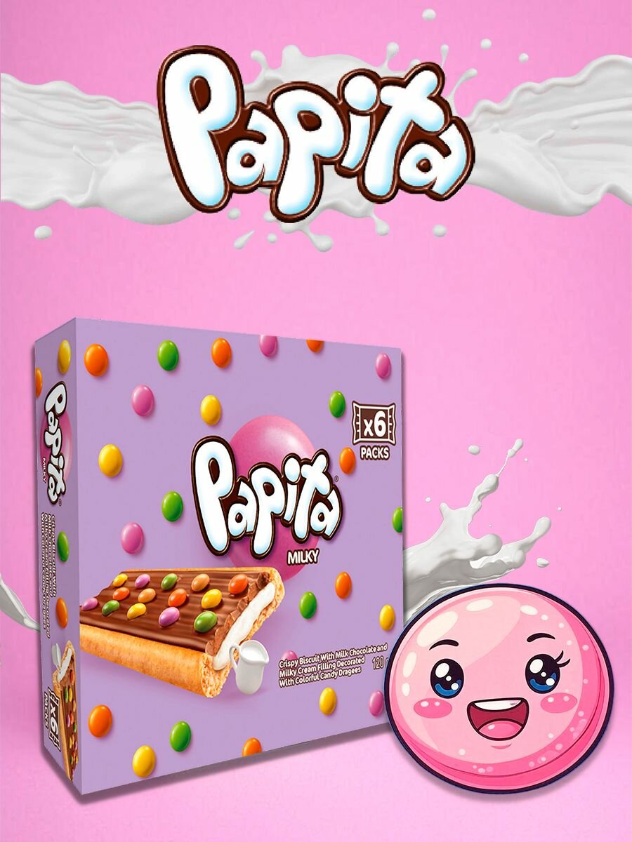 Papita печенье с молочным кремом и драже-конфетами 24шт х 33гр