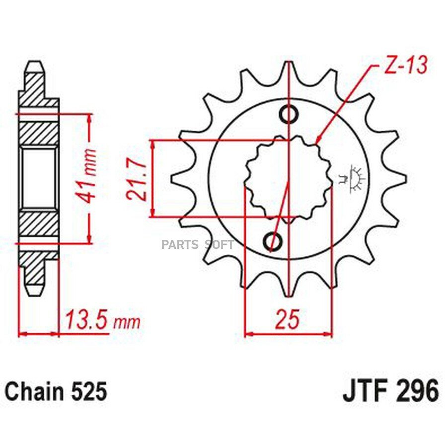 JTF296.15_звезда приводная! передняя 21.7x25x13.5x15z\ Honda XL650/XL700 01> от официального дистрибьютора, JT SPROCKETS, артикул JTF29615