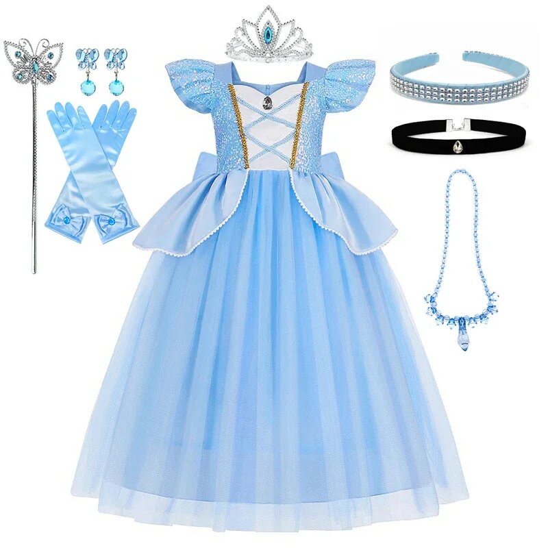 Платье принцессы Cinderella, 5T(120), голубое