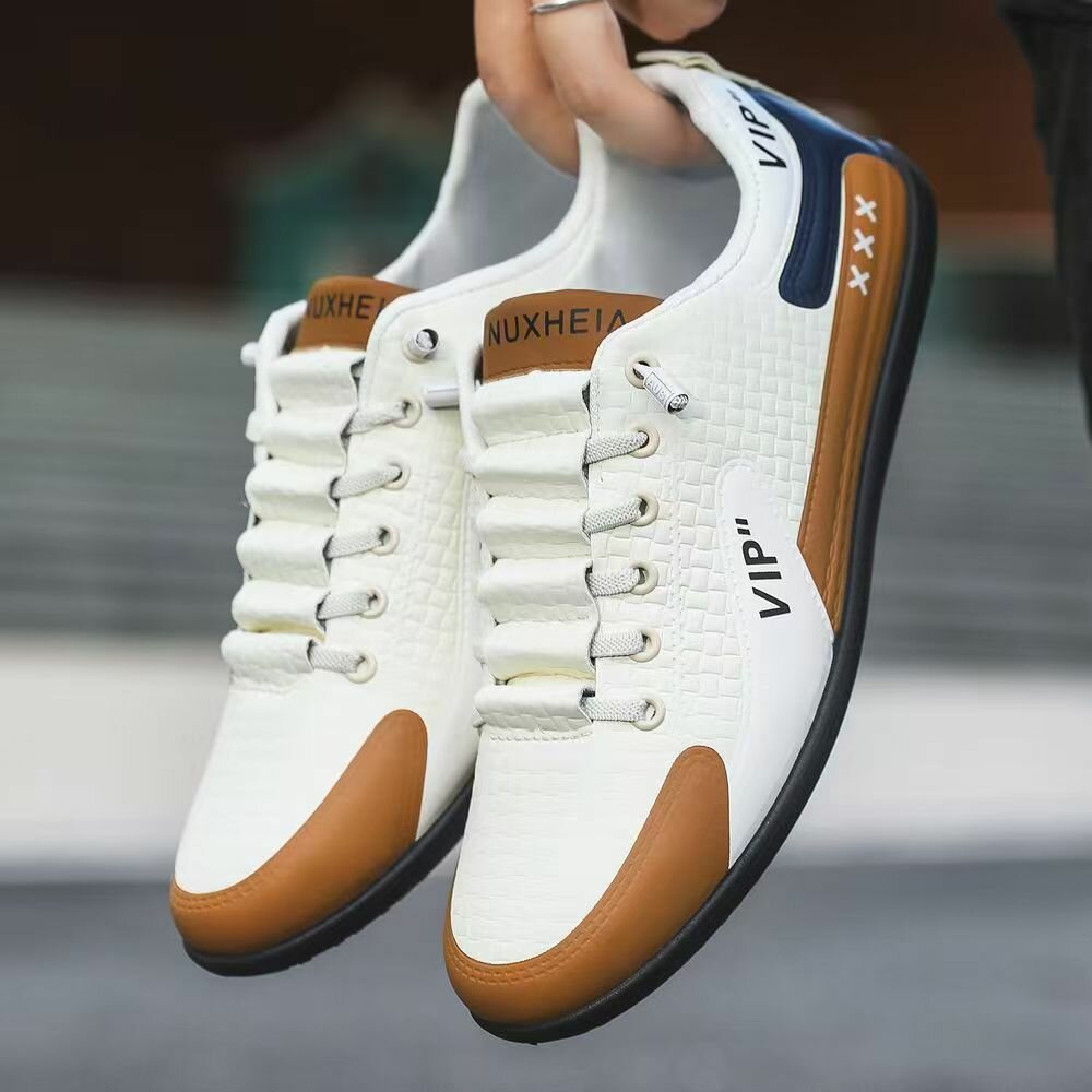 MOOCIE Мужские кожаные повседневные кроссовки без шнурков для весны и осени, подойдут для пап, обувь для вождения и модная спортивная обувь. EU:44