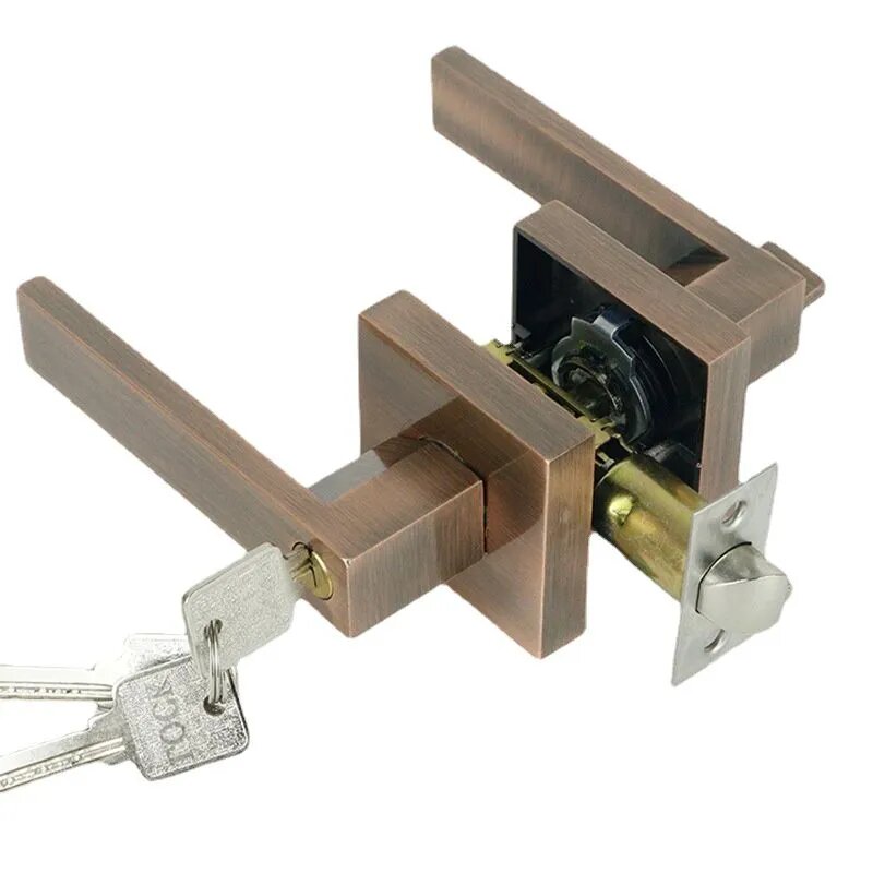 Высококачественная красная античная квадратная межкомнатная дверная ручка (Алюминиевый сплав)