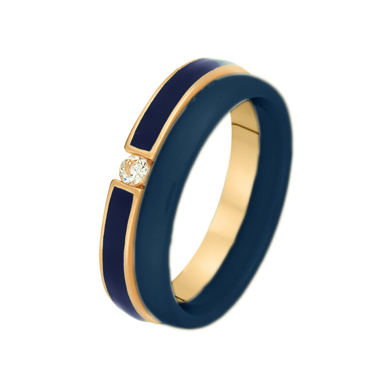 Кольцо, серебро, 925 проба, керамика, эмаль, фианит