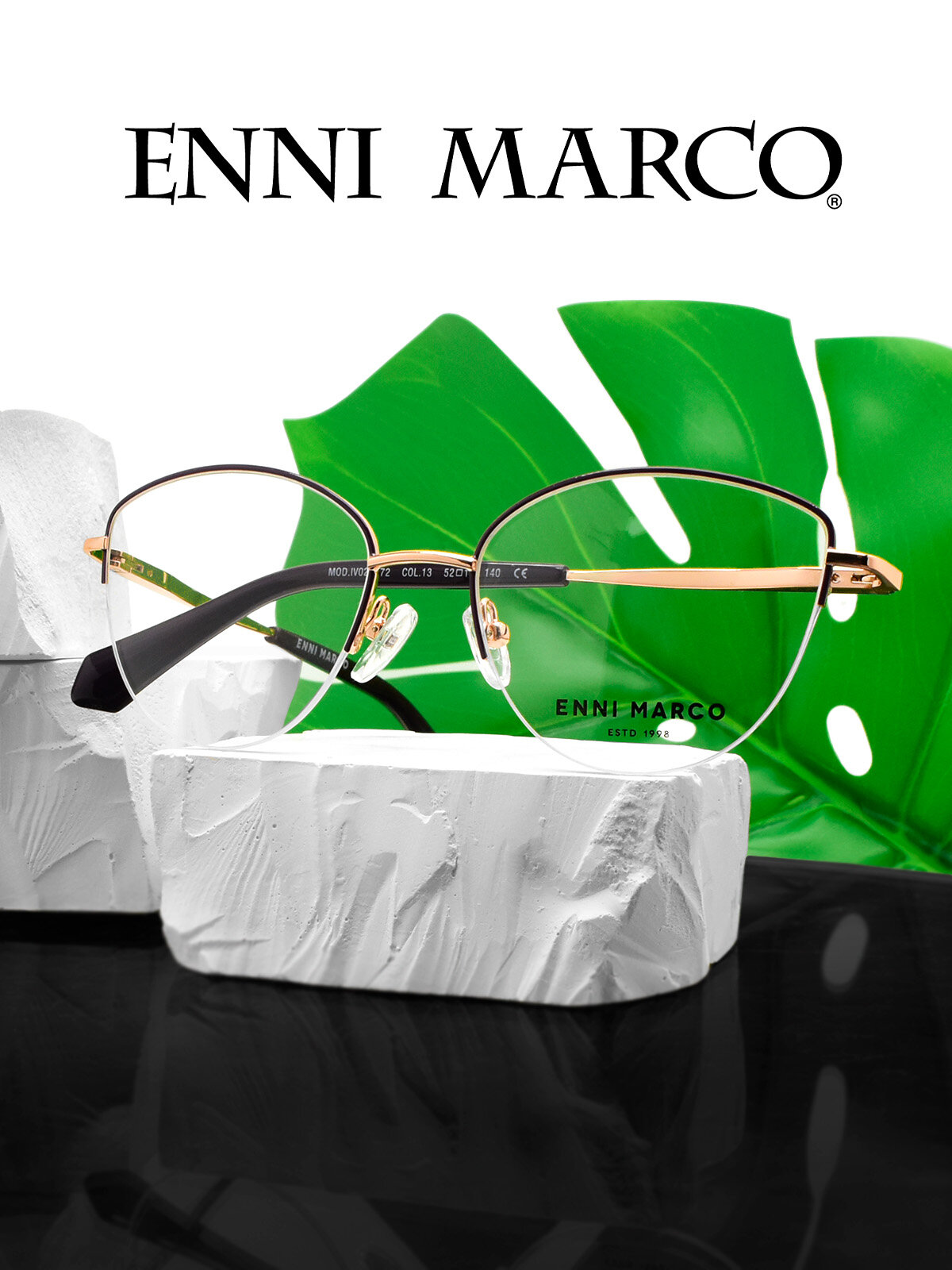 Оправа для очков Enni Marco IV 02-872 13 пол Женский форма оправы Кошачий глаз цвет оправы Чёрный, Золотой