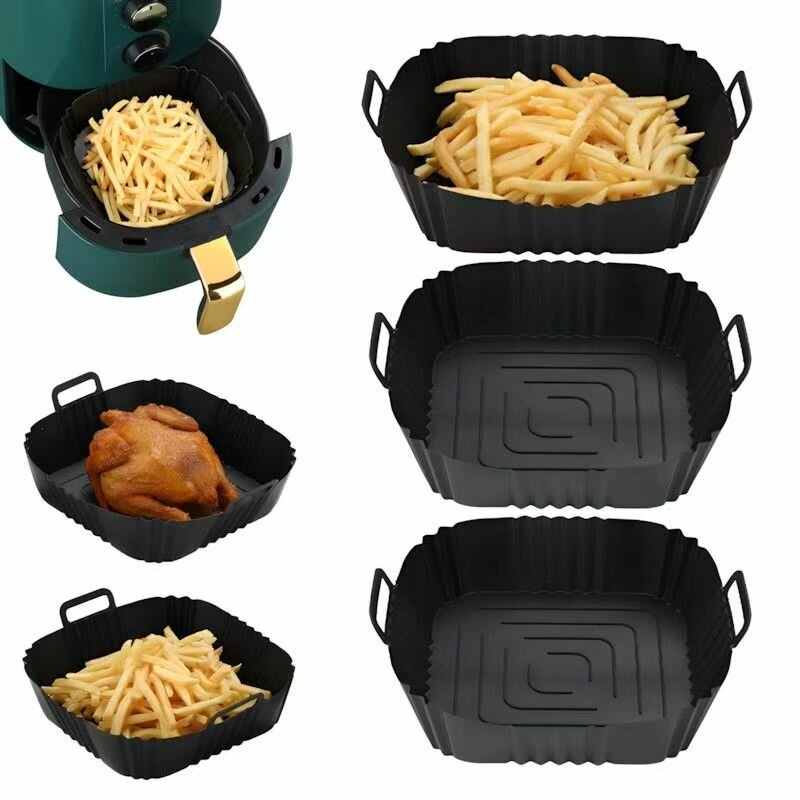 Форма для аэрогриля силиконовая, жаропрочная, квадратная, с ручками, 2шт