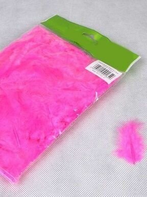 Перья цветные 9 см, ярко-розовый, в упаковке для декора и интерьера