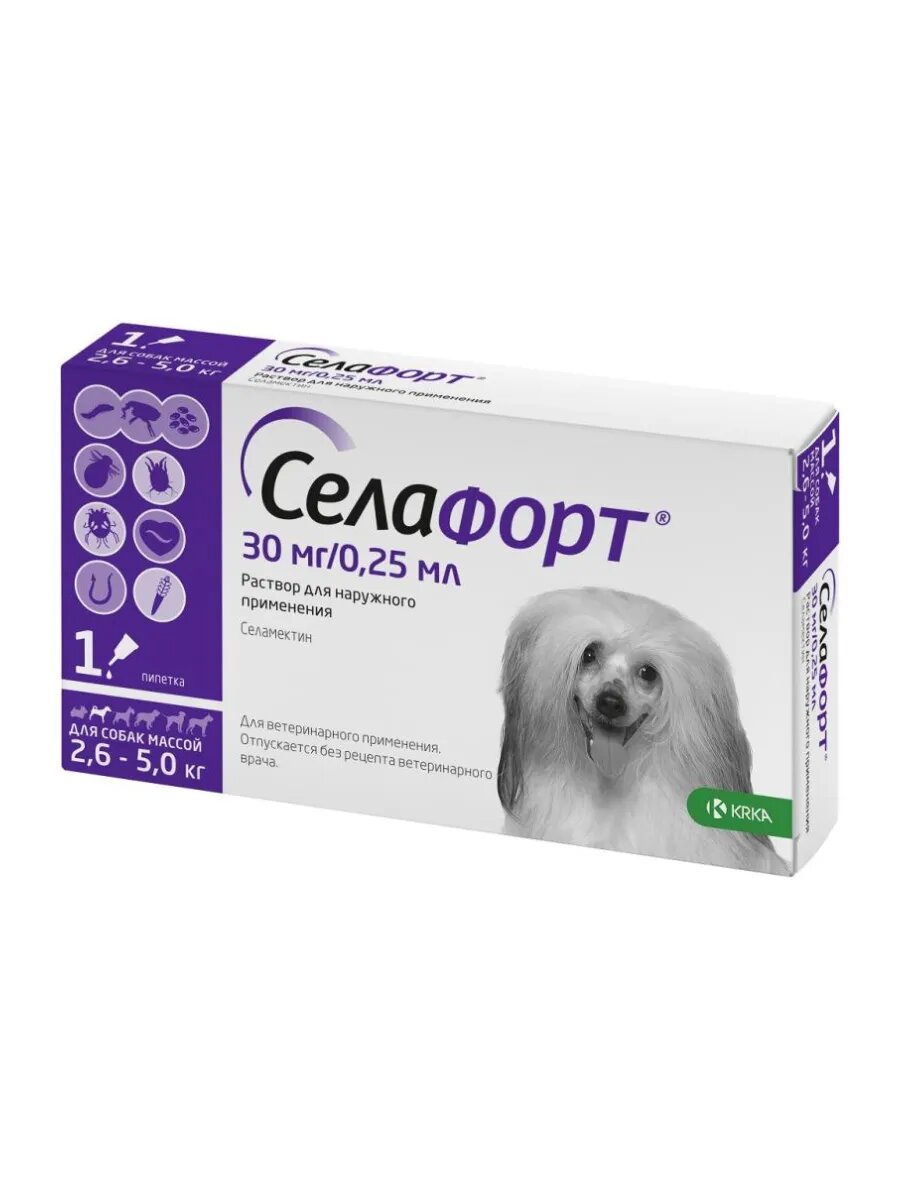 Селафорт 12% 0,25 мл (30 мг) для собак 2,6-5 кг, 1 шт