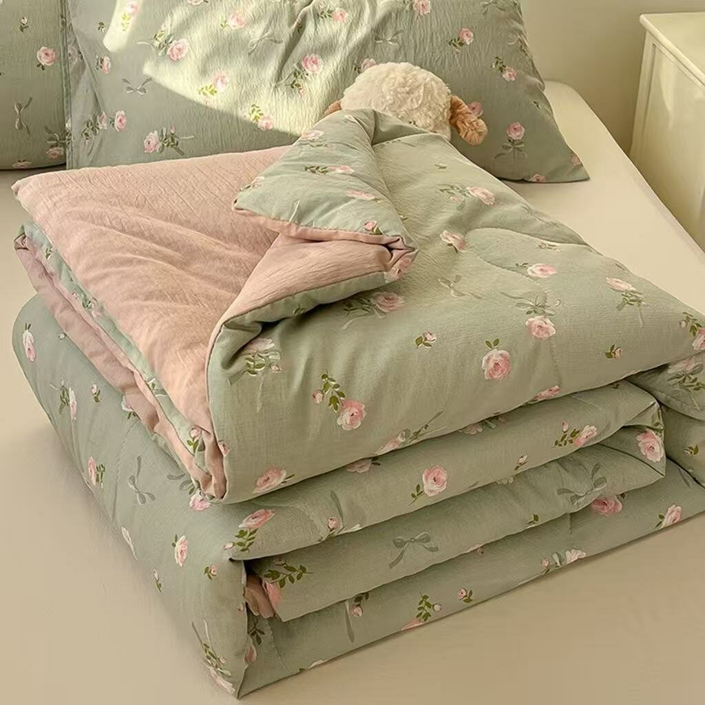 Хлопковое облачное хлопковое супер мягкое летнее тонкое стеганое одеяло с кондиционером-цветок, полная весна 200x230см