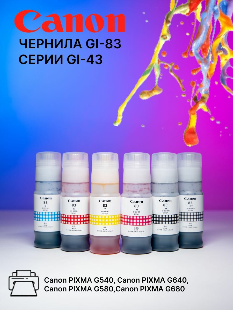 Чернила для струйного принтера Canon GI-83, водорастворимые, для моделей PIXMA